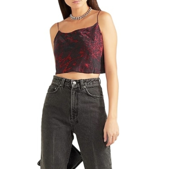 Ksubi | Tops | Ksubi Black And Red Silk Crop Top | Poshmark
